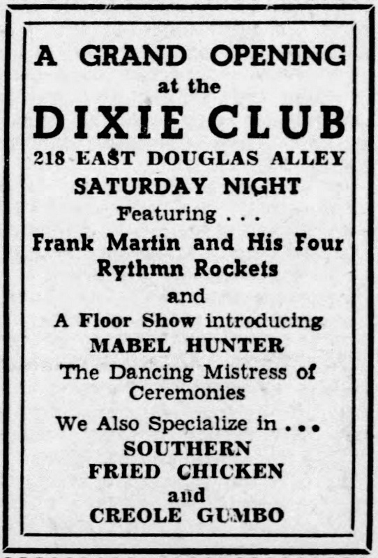 Dixie Club (site) - The establishment on East Douglas Alley was one of ...